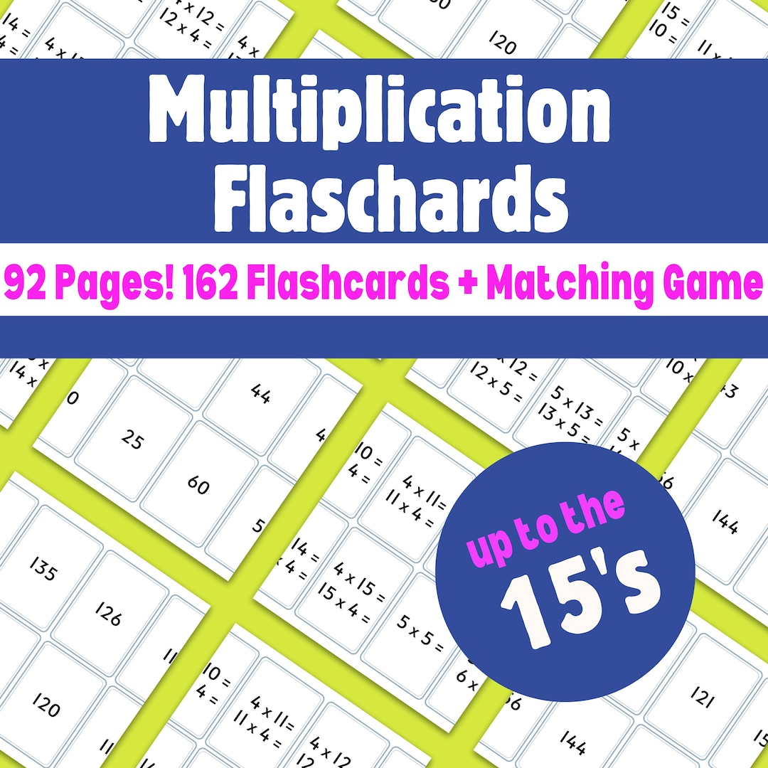 Multiplication Math Flashcards 1-15s and Math Game for Kids Homeschool ...
