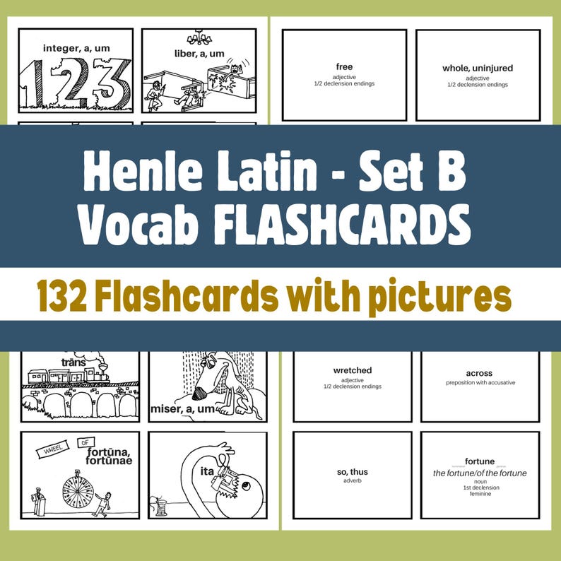 Booster Pack for SET B Henle Latin Vocabulary Cards With Pictures for ...