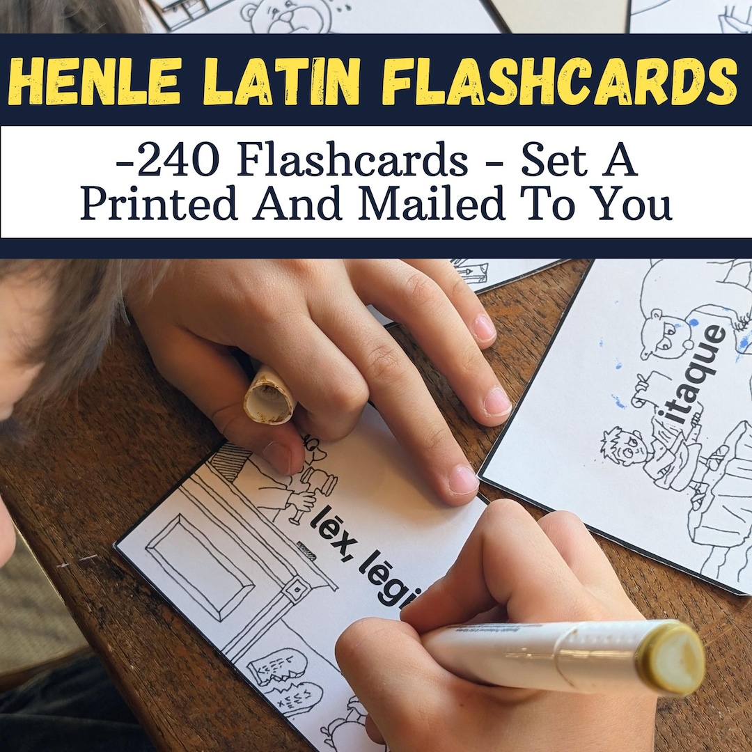PRINTED Henle Latin Vocabulary Flashcards Set A With Pictures in Large ...
