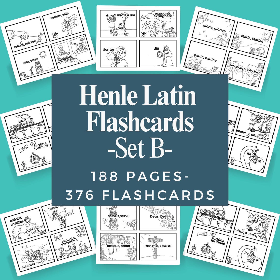 Henle Latin Vocabulary Flashcards Set B With Pictures for Classical ...