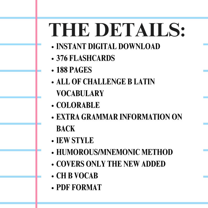 Henle Latin Vocabulary Flashcards With Pictures for Challenge B and ...