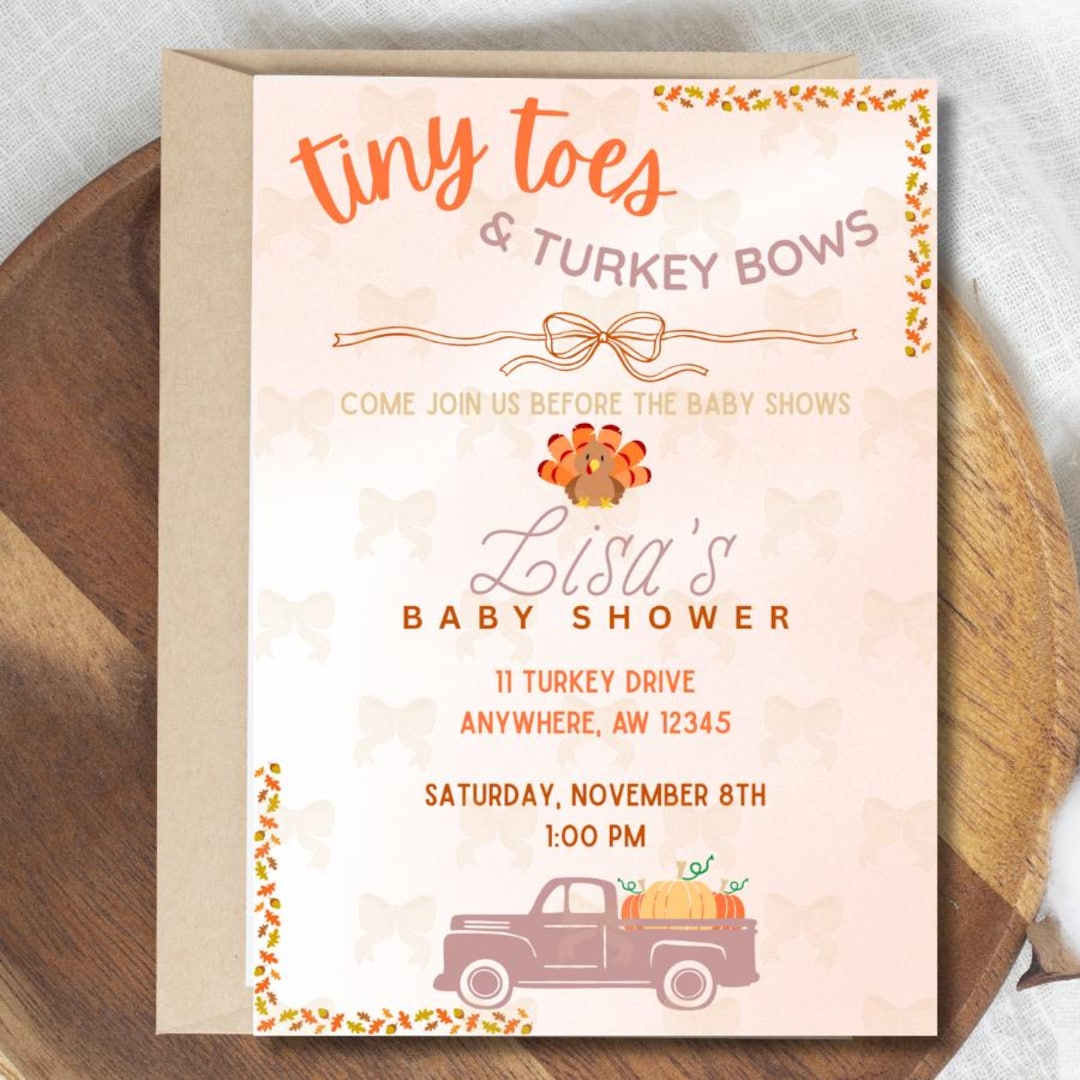 Thanksgiving Baby Shower, Fall Baby Shower, Turkey Invitation ...