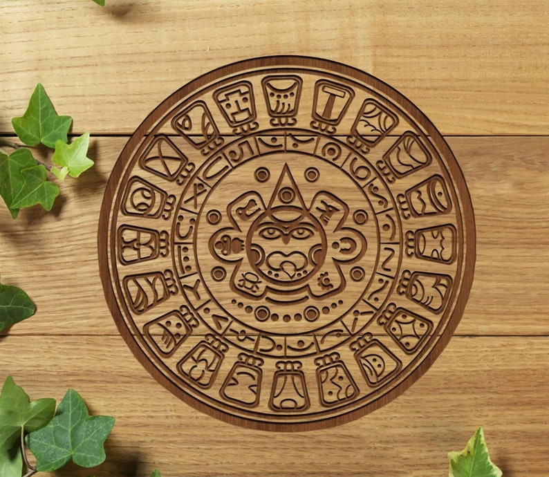 Aztec Calendar Svg Gift Digital Design 8 Vector Dxf, Cdr,svg, for CNC ...