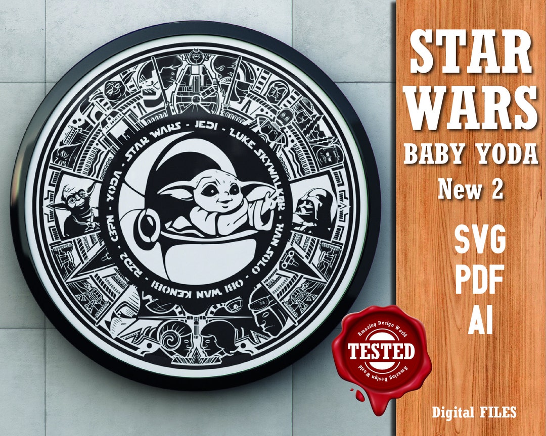 Star Wars Calendar Baby Yoda Vector Dxf, Cdr,svg, for Laser, Cnc, Printing Vector File, Digital ...