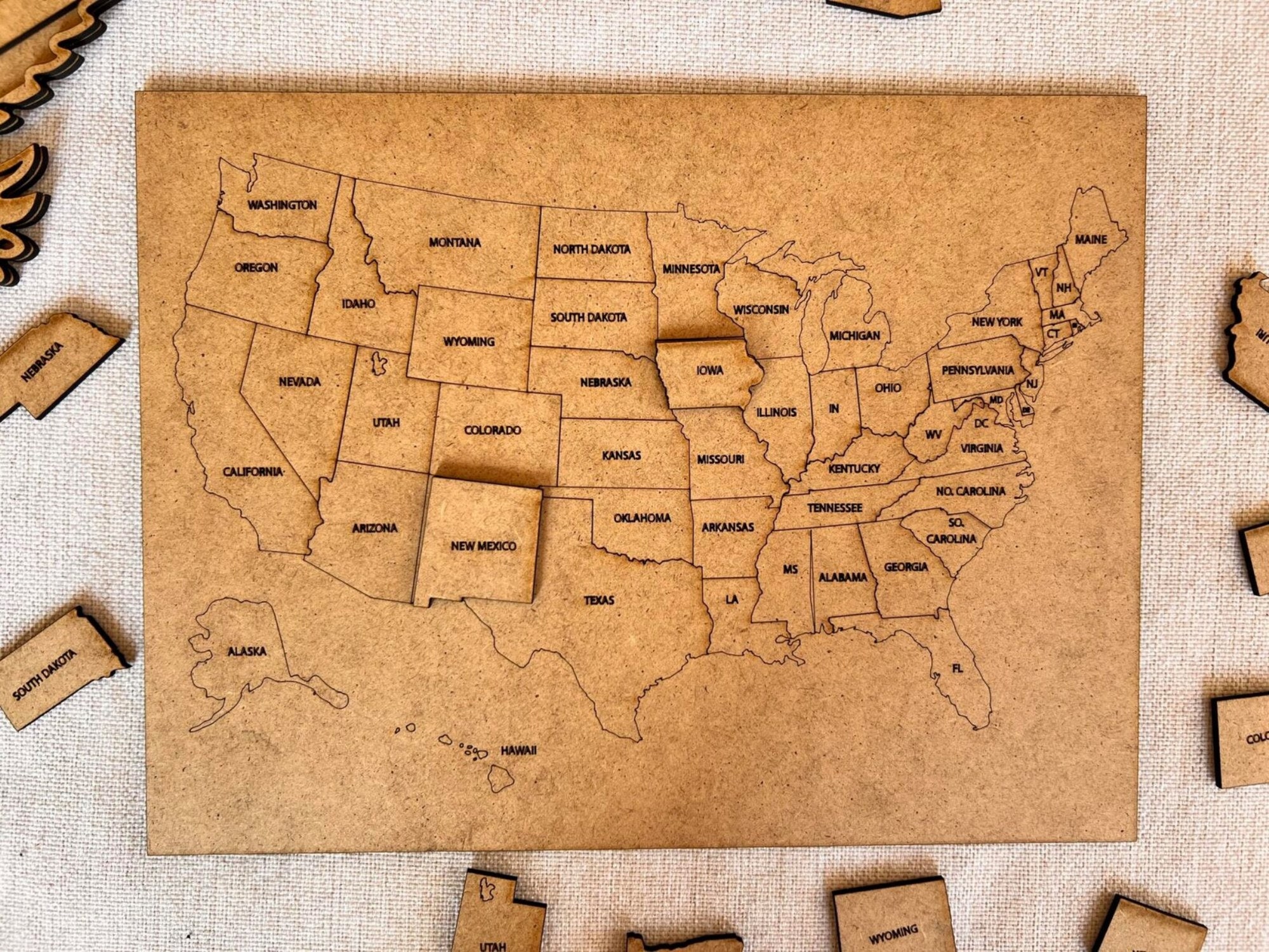 USA Wooden Puzzle USA Map Jigsaw Puzzle Montessori Puzzle US Map Puzzle ...