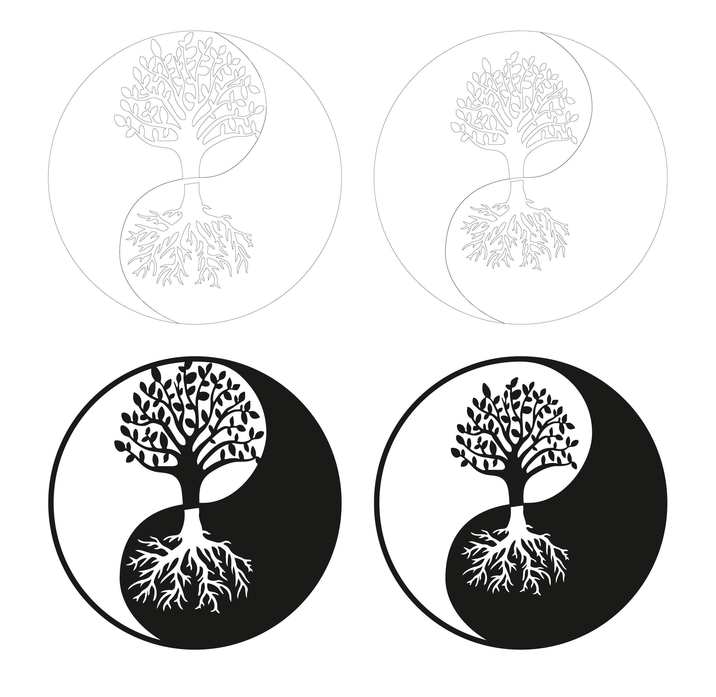 Ying Yang Tree Perfect Svg Dxf File Wall Decor Vector Download Laser ...