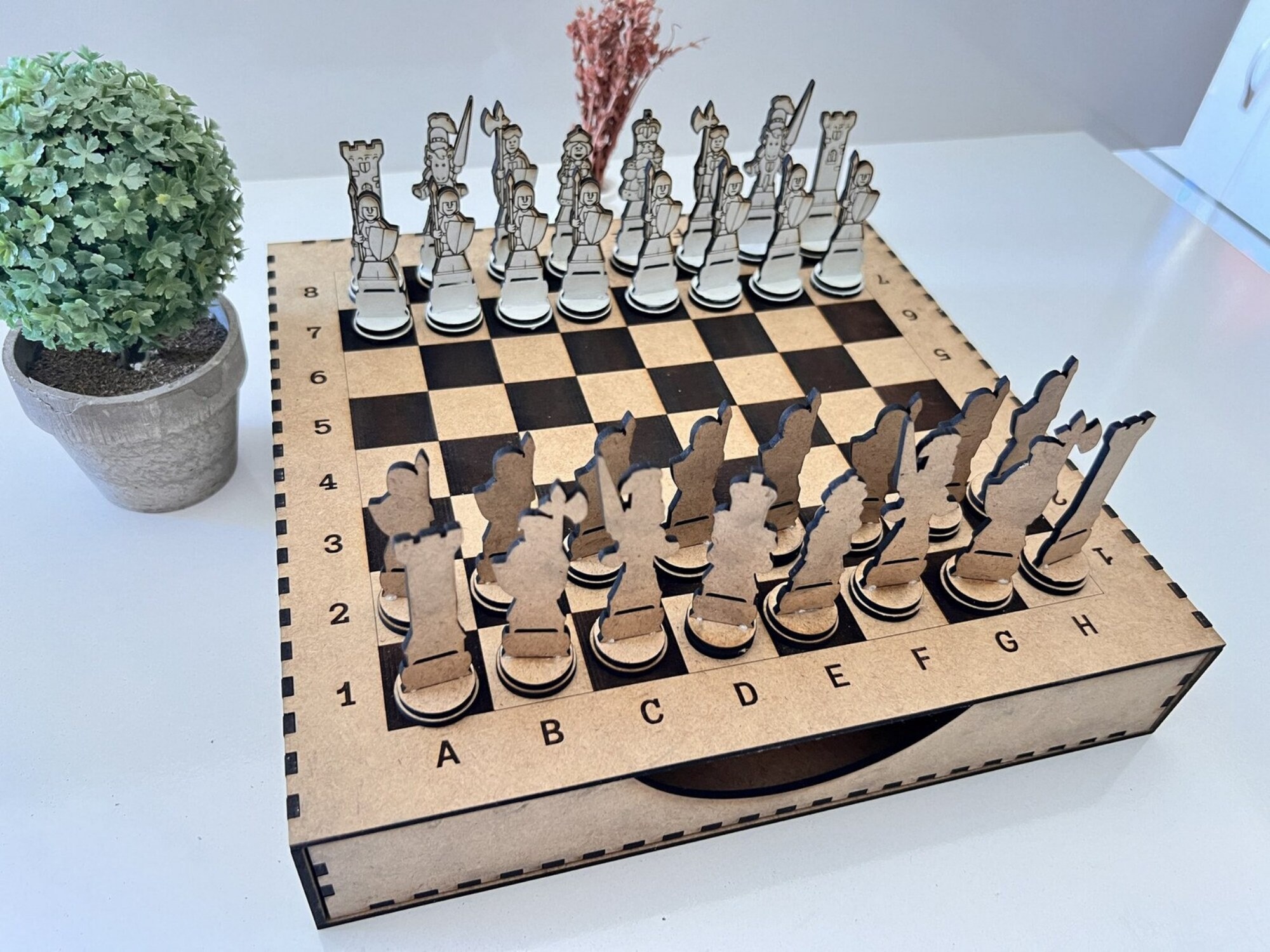 Chess and Chess Pieces Laser Cut Files V5 Wooden With Box Laser Cut Cnc ...