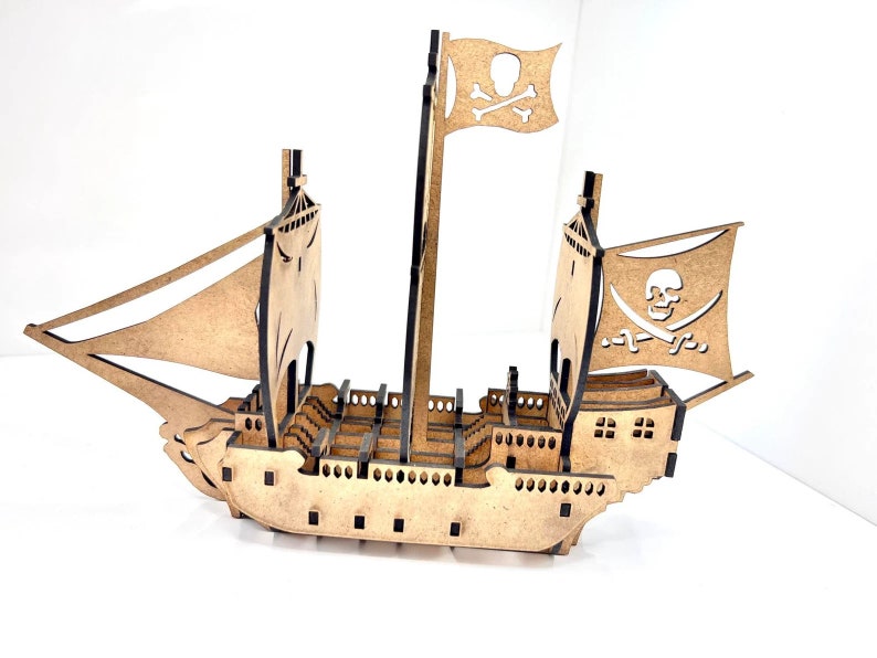 Pirates Ship Laser Cut Display Vector Easy for Cut, Storage, Stand ...