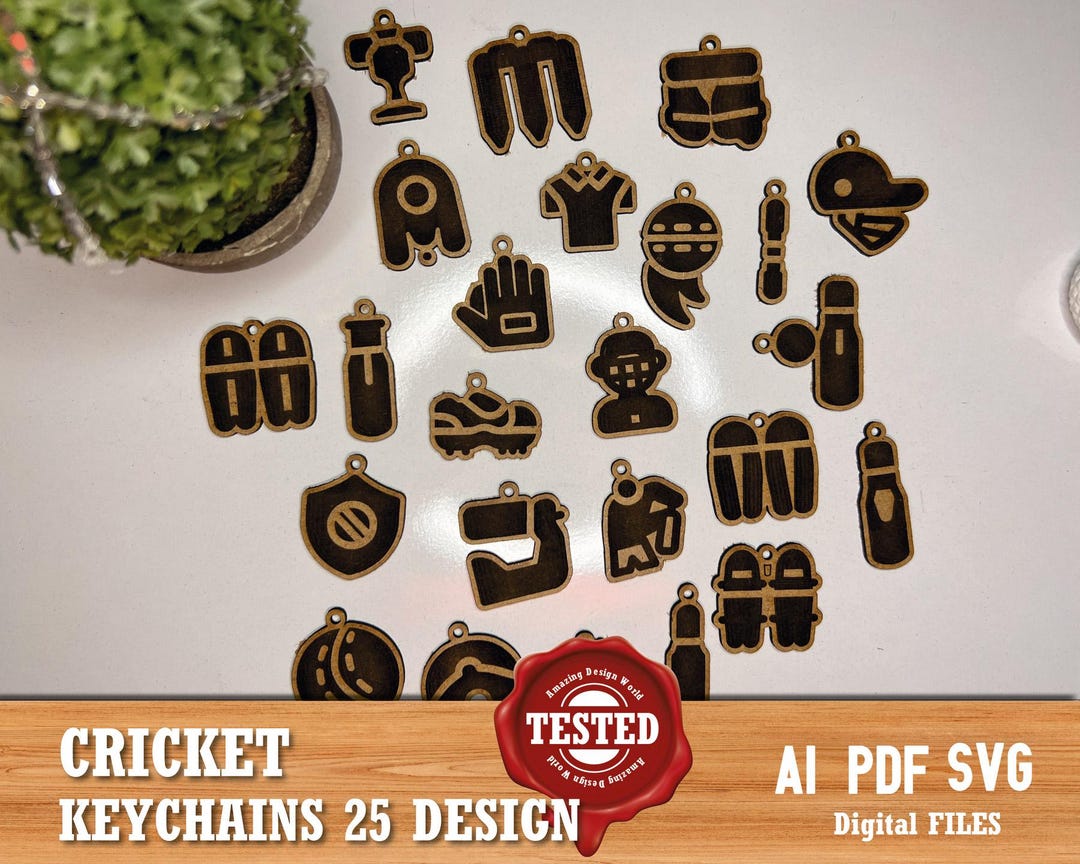 Cricket Sport 25 Keychain Magnet Unique Set Bundle Amazing Design Laser ...