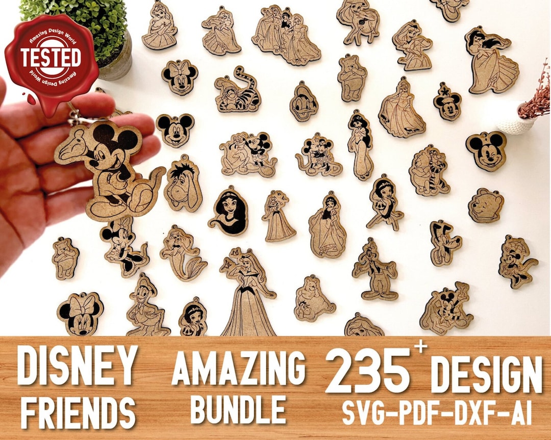 Keychains Mickey Cartoon Bundle Set 237 + Amazing Design Laser Cut File ...