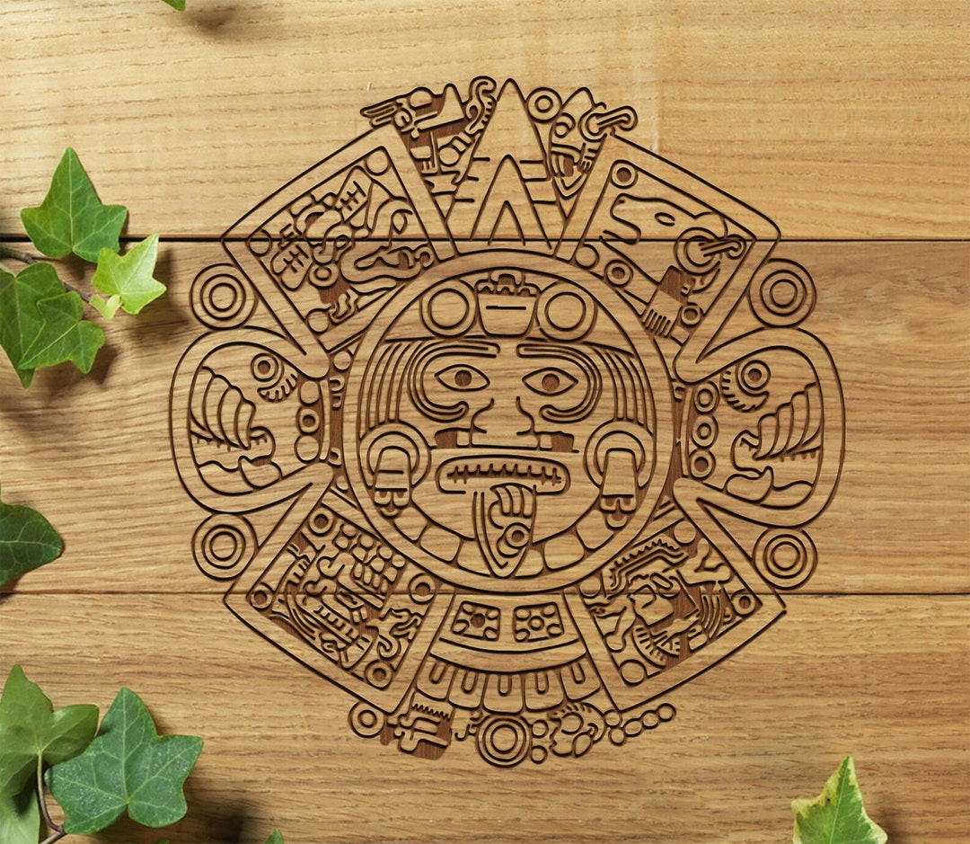 Aztec Calendar New Style 3 Vector Dxf, Cdr,svg, Ai, Cdr for CNC, Laser ...