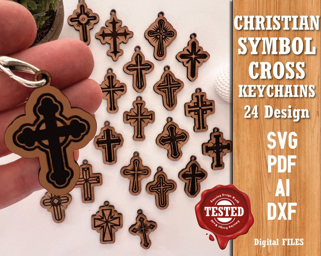 Christian Symbol Cross Keychains Bundle Set 24 Amazing Design Laser Cut ...