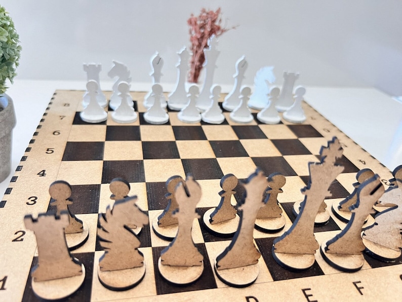 Chess and Chess Pieces Laser Cut Files V5 Wooden With Box Laser Cut Cnc ...
