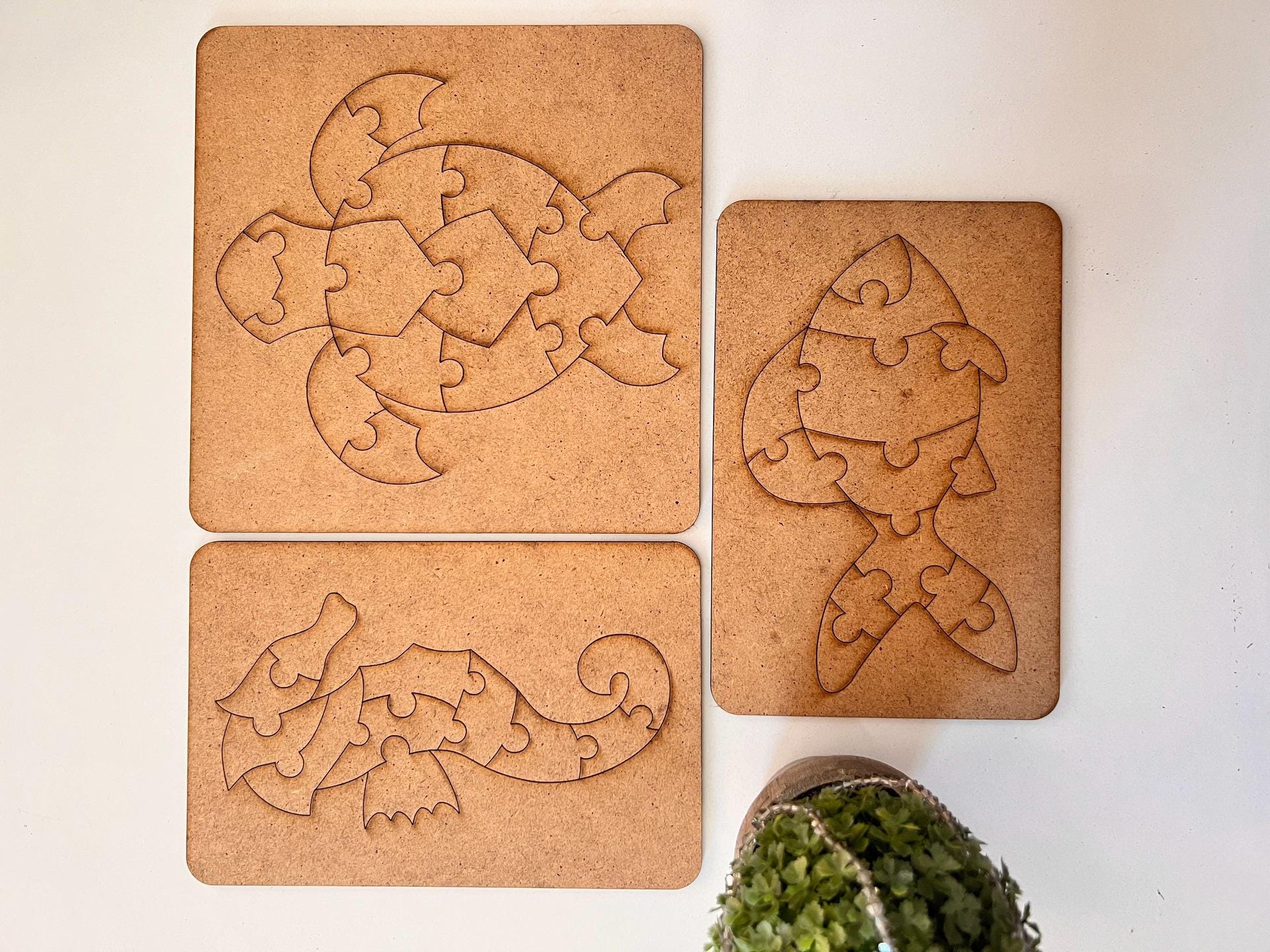 Sea Animals Wooden Puzzle Laser Cut Puzzle Jigsaw Puzzle - Montessori ...