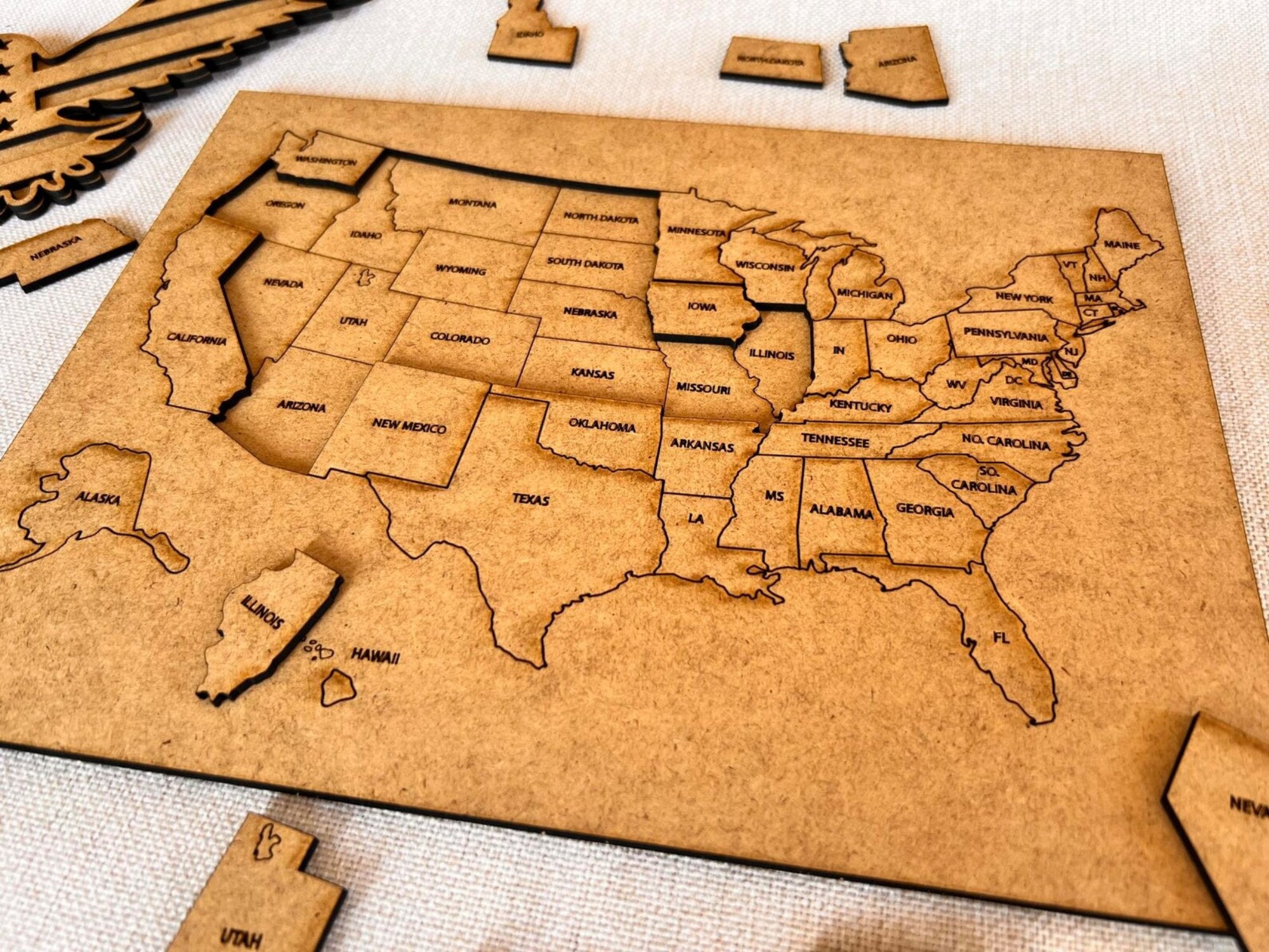 USA Wooden Puzzle USA Map Jigsaw Puzzle Montessori Puzzle US Map Puzzle ...
