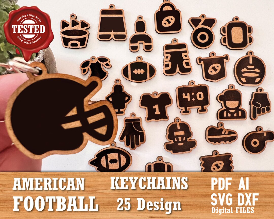 American Football Keychain Game and Sports Keychains Digital Download ...