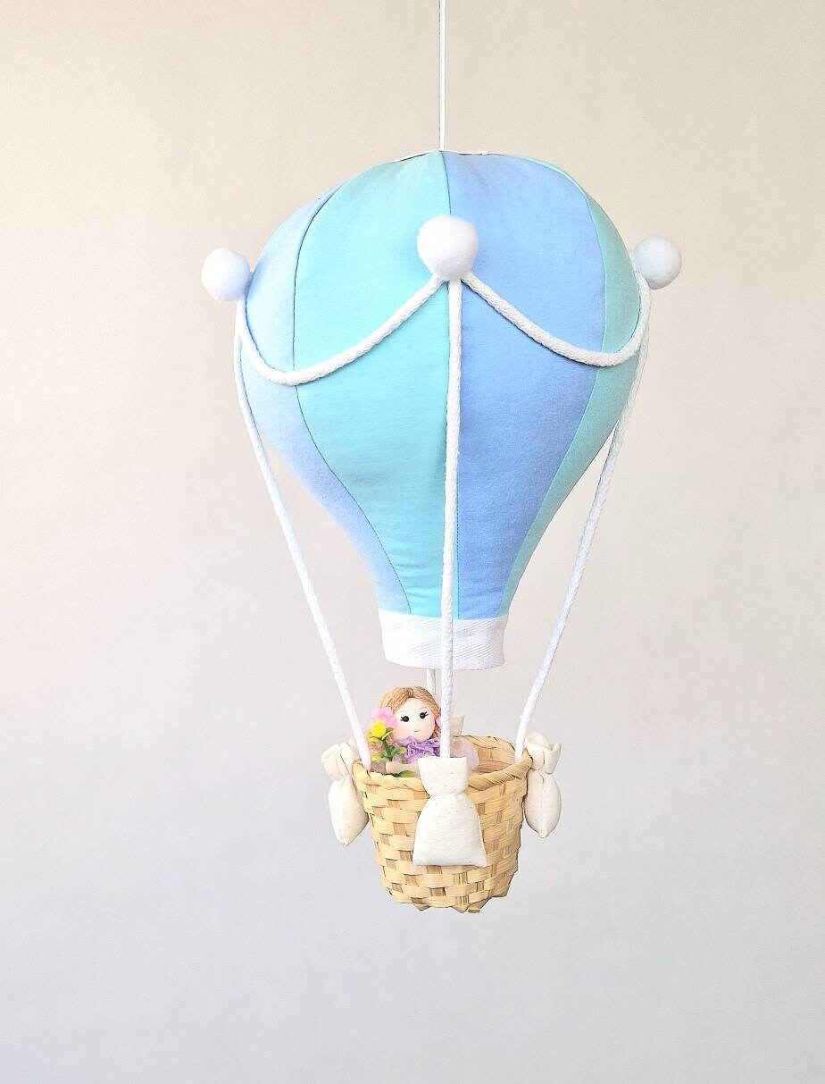 Big Blue and Mint Hot Air Balloon, Spring Balloon, Baby Shower Gift ...
