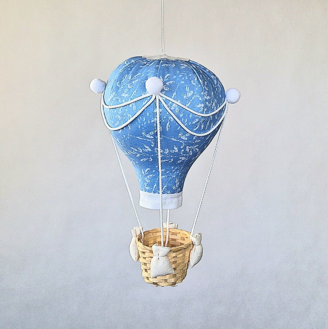 Big Blue Hot Air Balloon, Spring Balloon, Baby Shower Gift Travel Theme ...