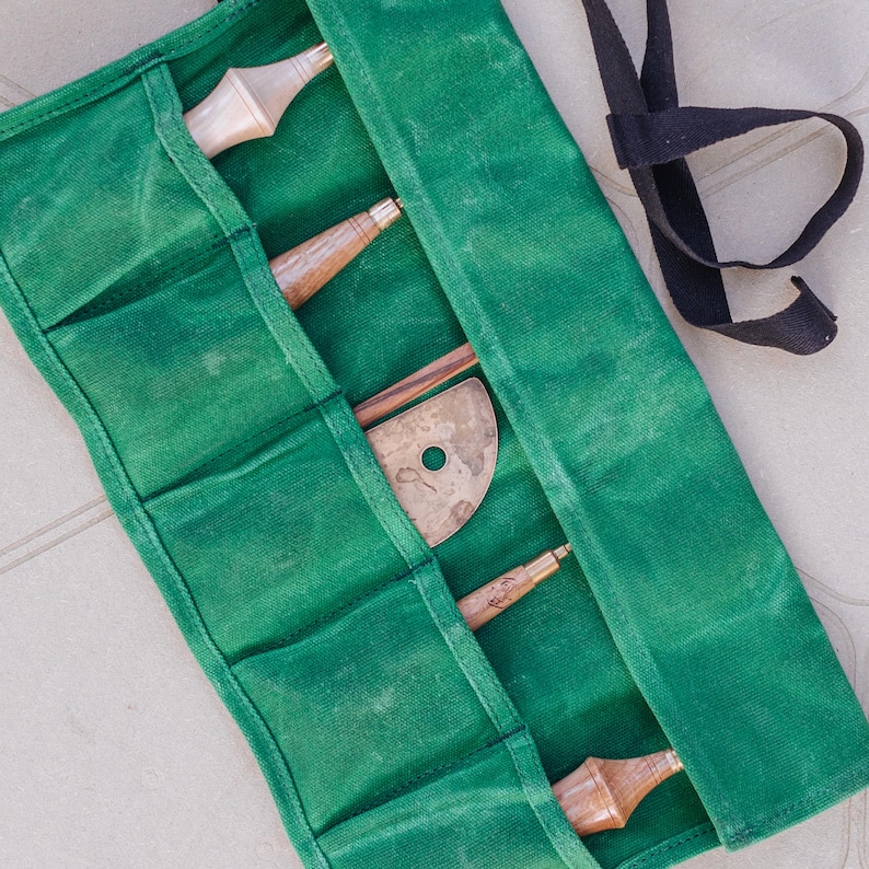 Waxed Canvas Roll up Pouch / Bag With 5 Pockets - Etsy