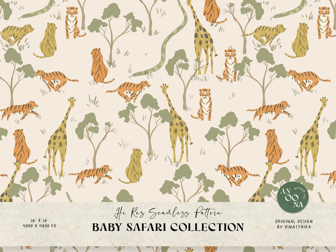 Tiger Safari Seamless Pattern: Animal Print Fabric (digital Download ...