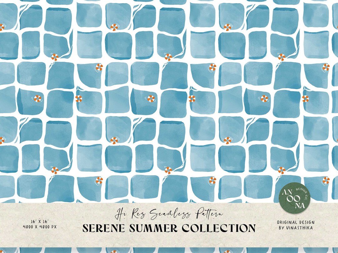 Wavy Checkered Pool Pattern: Seamless Summer Fabric (digital Download ...