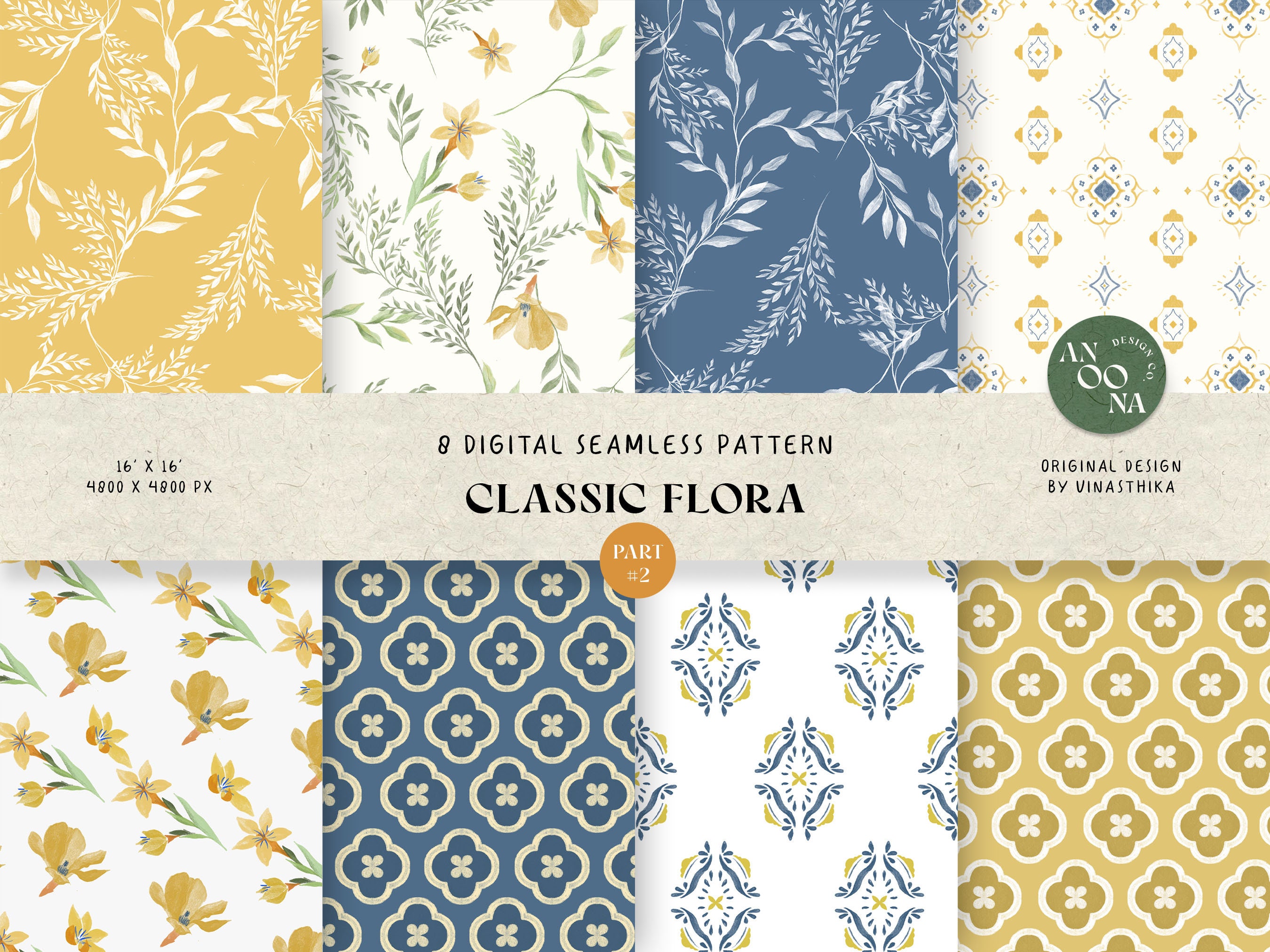 Classic Flower Digital Paper - Seamless Pattern - Scrapbook Paper ...