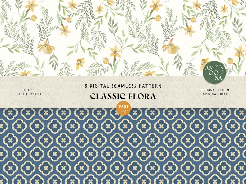 Classic Flower Digital Paper - Seamless Pattern - Scrapbook Paper ...