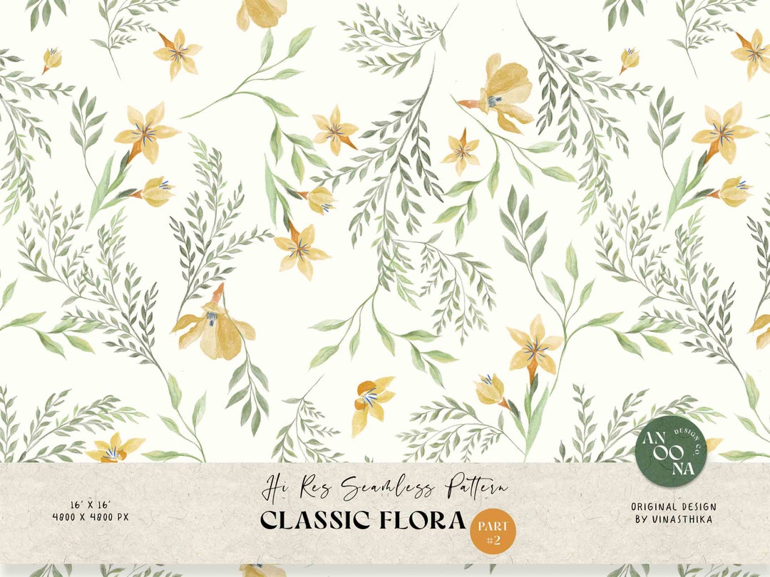 Watercolor Flower Digital Paper - Seamless Pattern - Scrapbook Paper ...