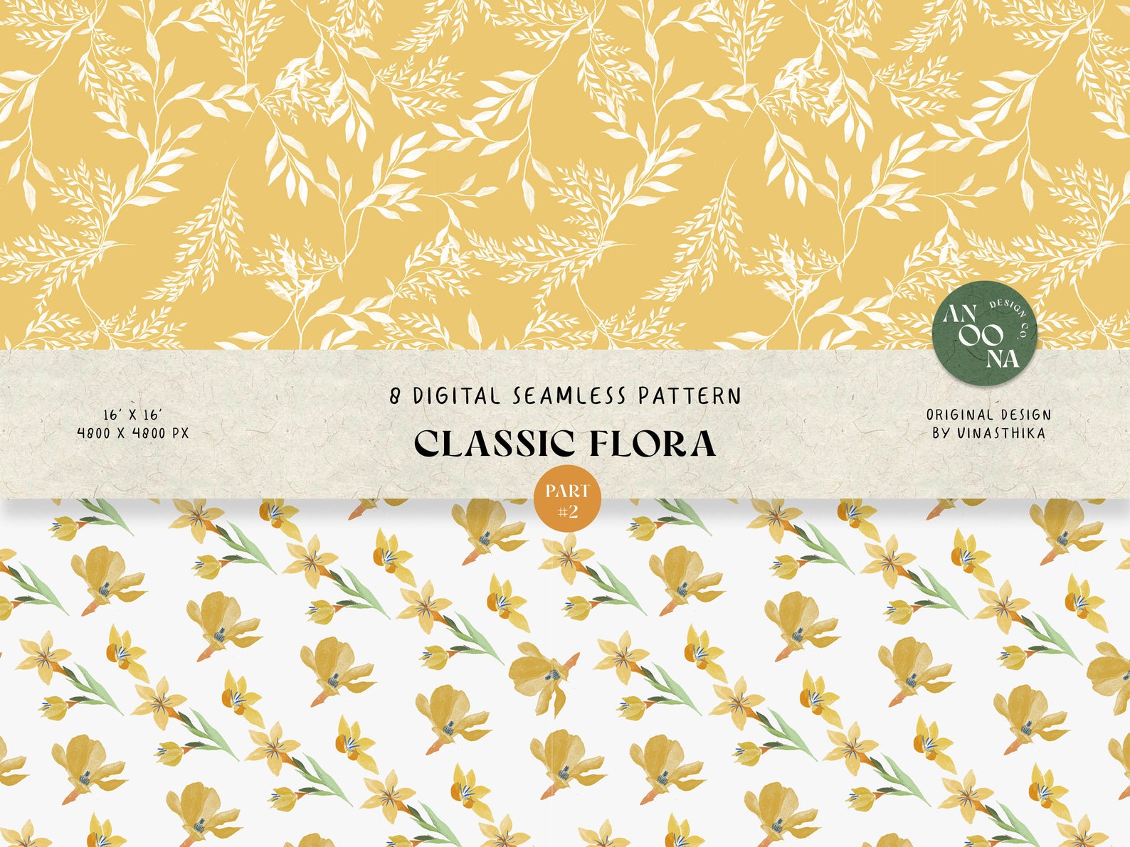 Classic Flower Digital Paper Seamless Pattern Scrapbook Paper ...