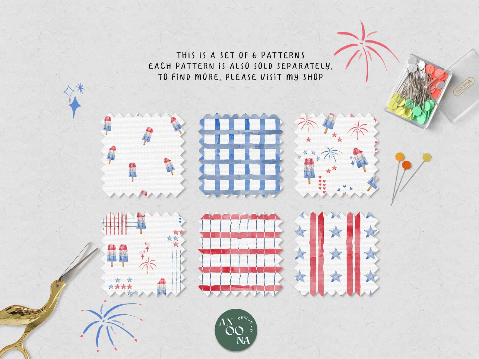 4th July Seamless File Repeating Pattern for Fabric USA Independence ...