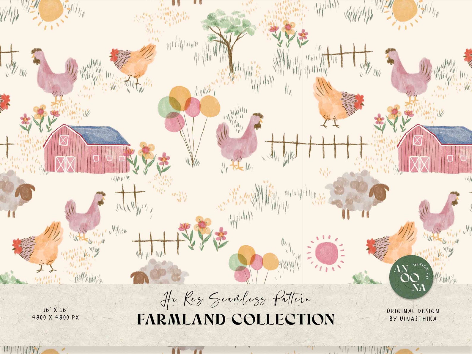 Farm Seamless File - Farm Animal Pattern for Fabric - Repeating Pattern ...