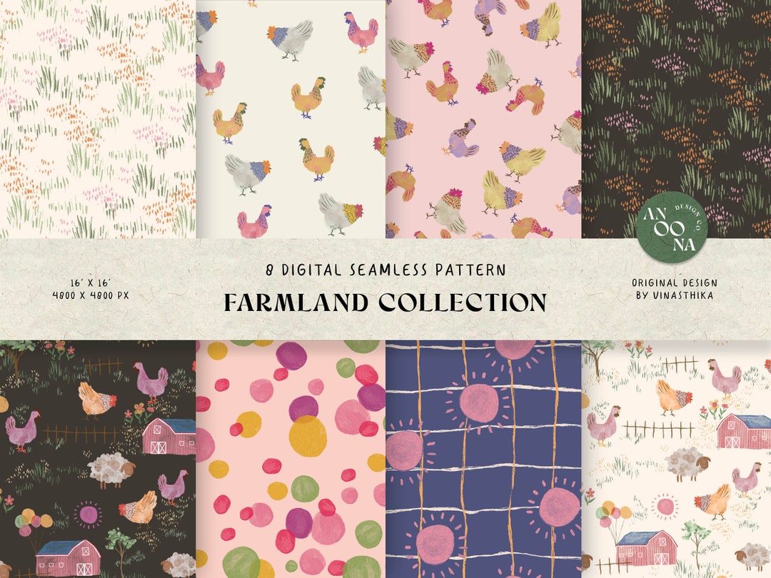 Farm Seamless File - Farm Animal Pattern for Fabric - Repeating Pattern ...