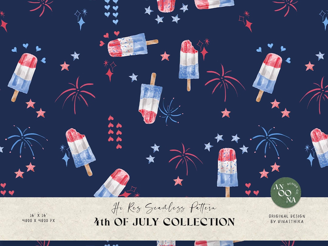 4th July Seamless File - Repeating Pattern for Fabric - USA ...