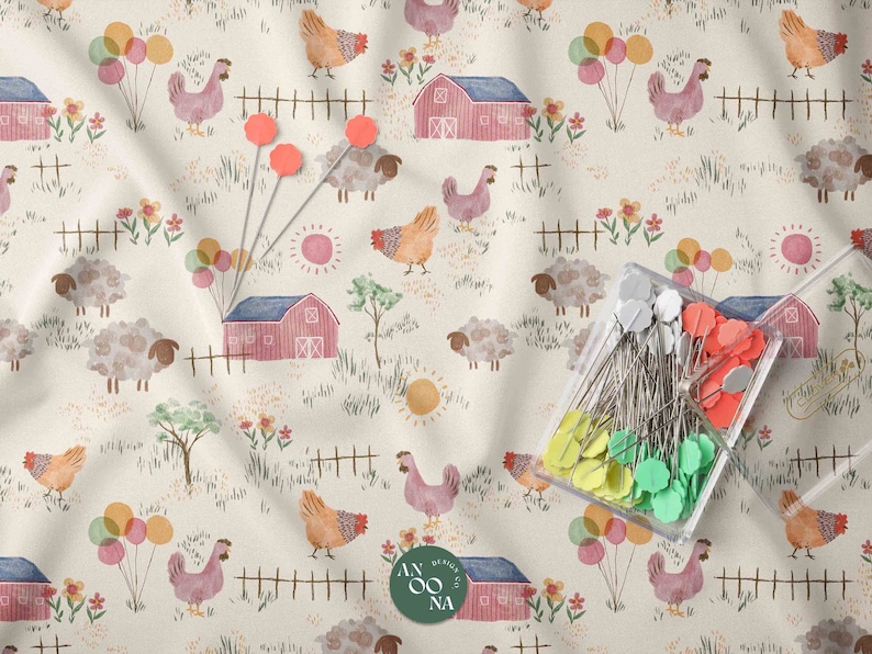 Farm Seamless File - Farm Animal Pattern for Fabric - Repeating Pattern ...