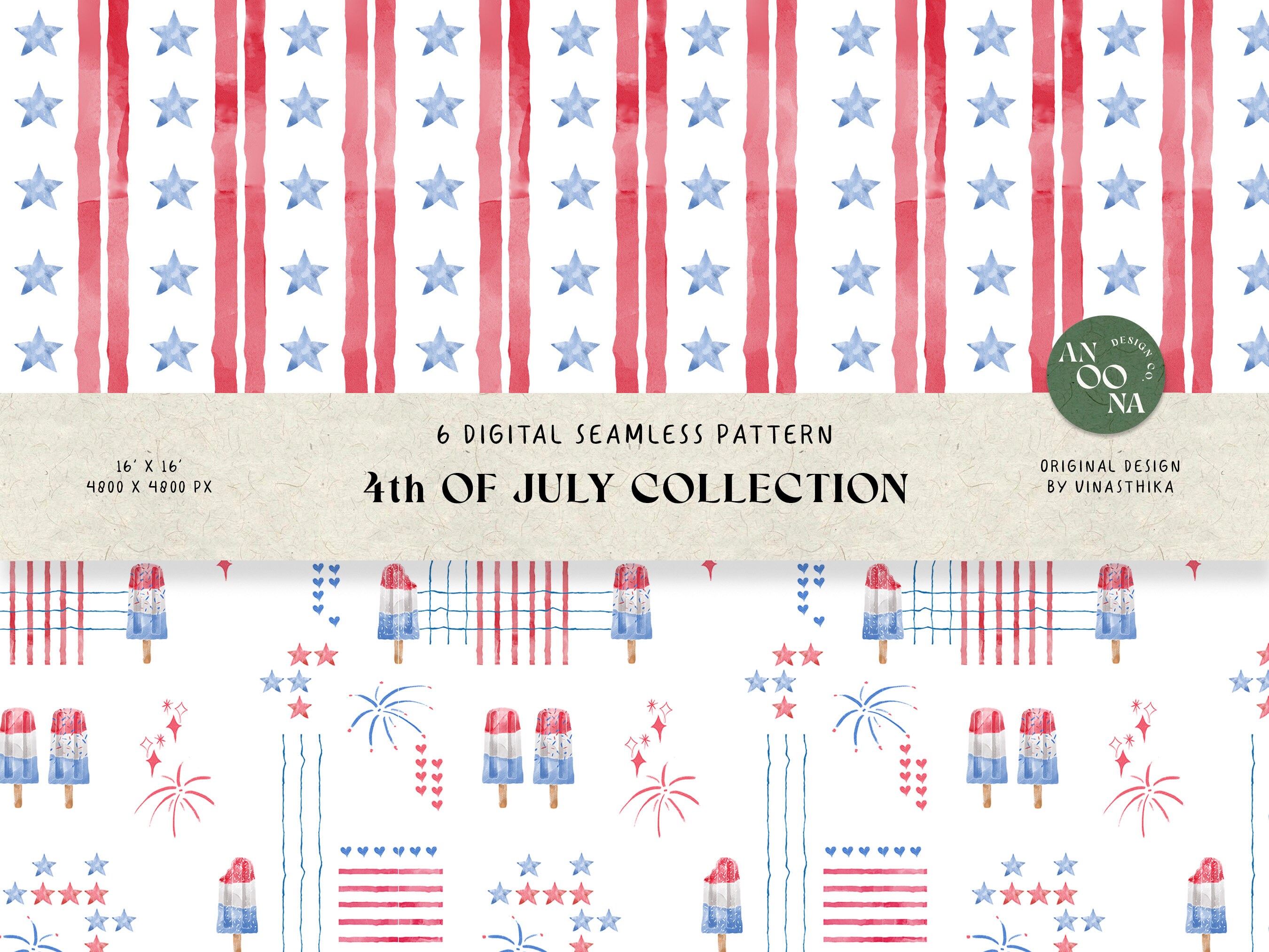 4th July Seamless File Repeating Pattern for Fabric USA Independence ...