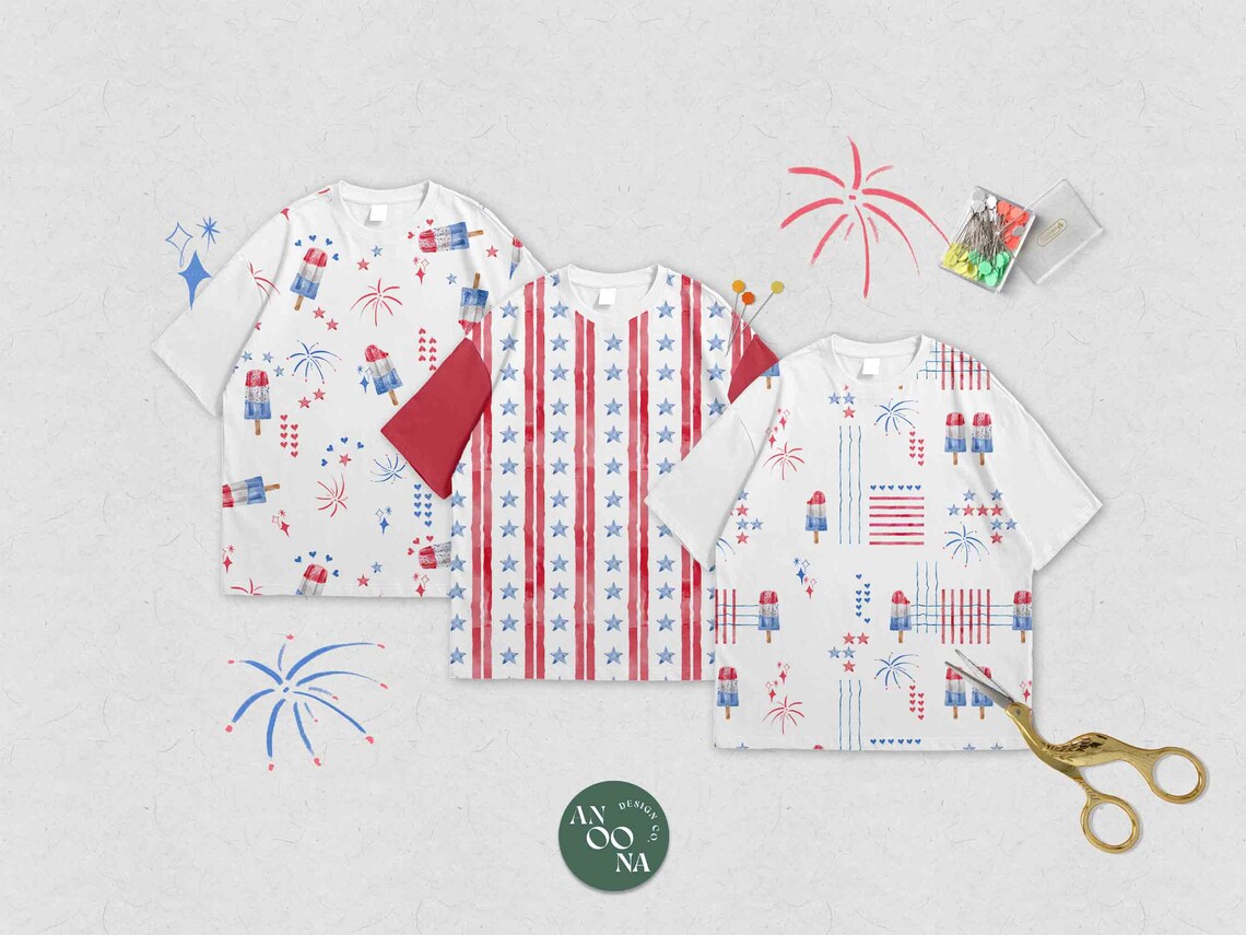 4th July Seamless File Repeating Pattern for Fabric USA Independence ...