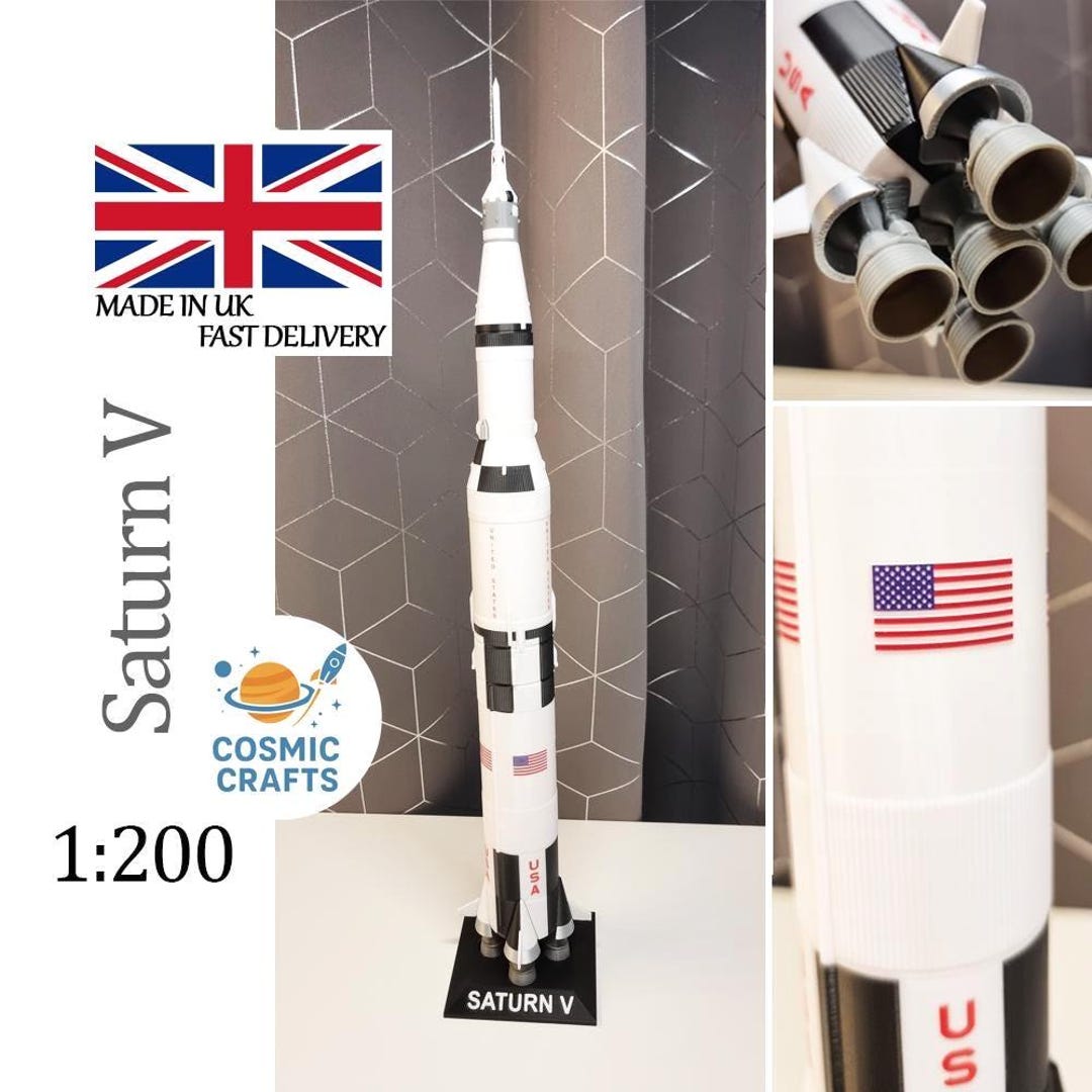Saturn V Rocket Model 1:200 Scale – Stunning 3D Printed NASA Space ...
