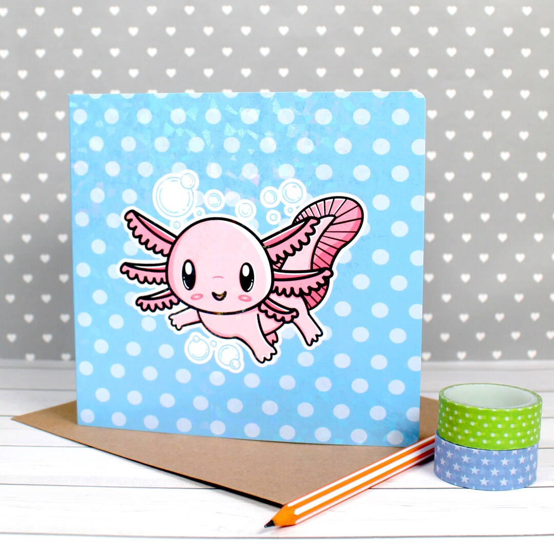 Holographic Axolotl Card - Personalised Axolotl Card - Congratulations ...