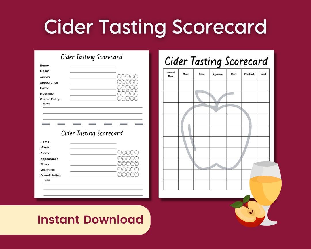 Cider Tasting Score Card, Host a Happy Hour Hard Cider Tasting Flight ...