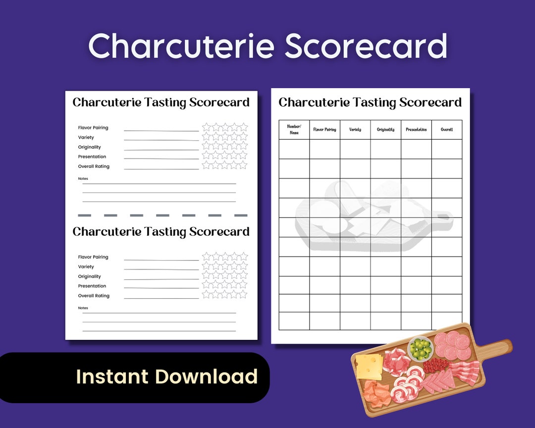 Charcuterie Tasting Scorecard – Wine & Cheese Party Game (PDF Download ...