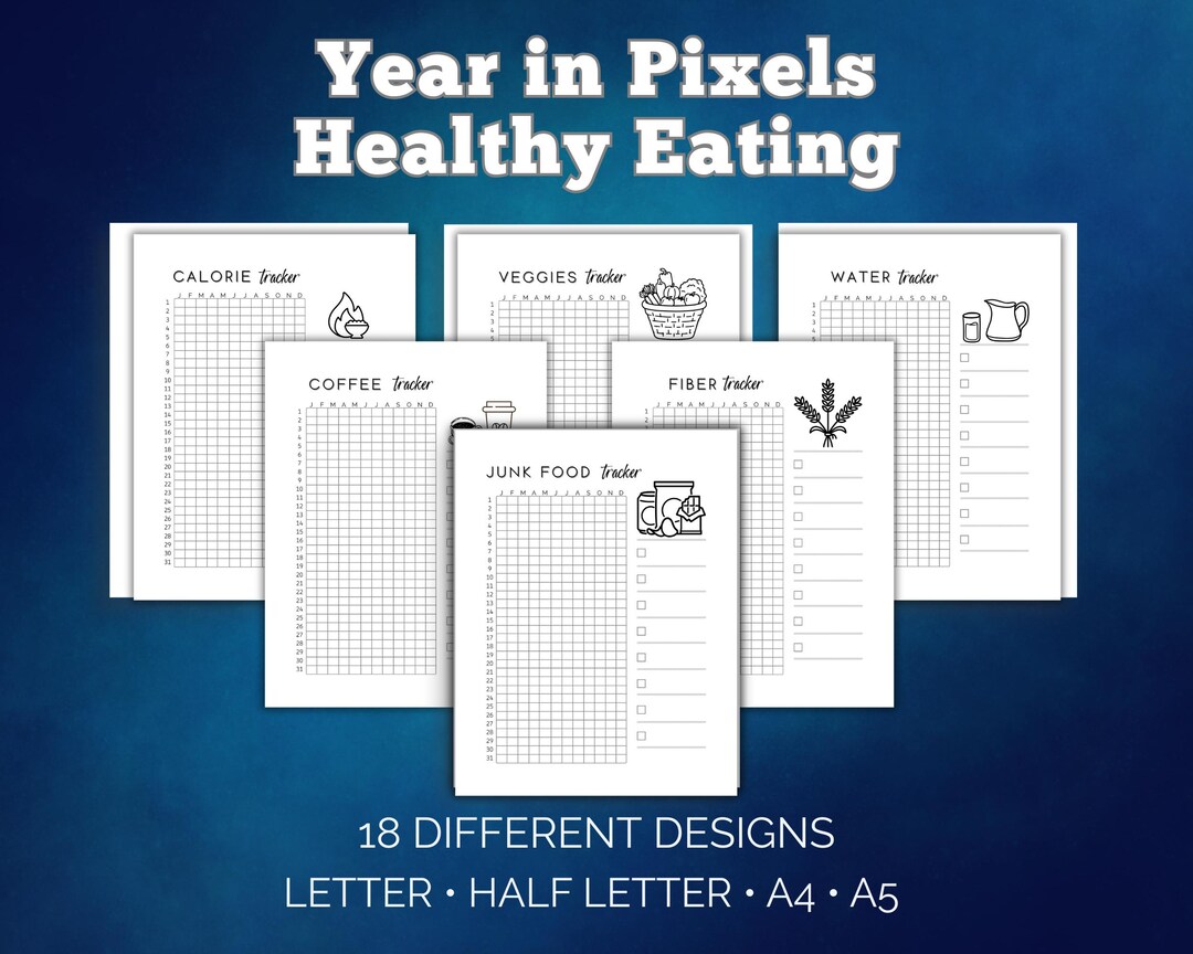 Wellness Digital Product Bundle – Year in Pixels Health Tracker ...