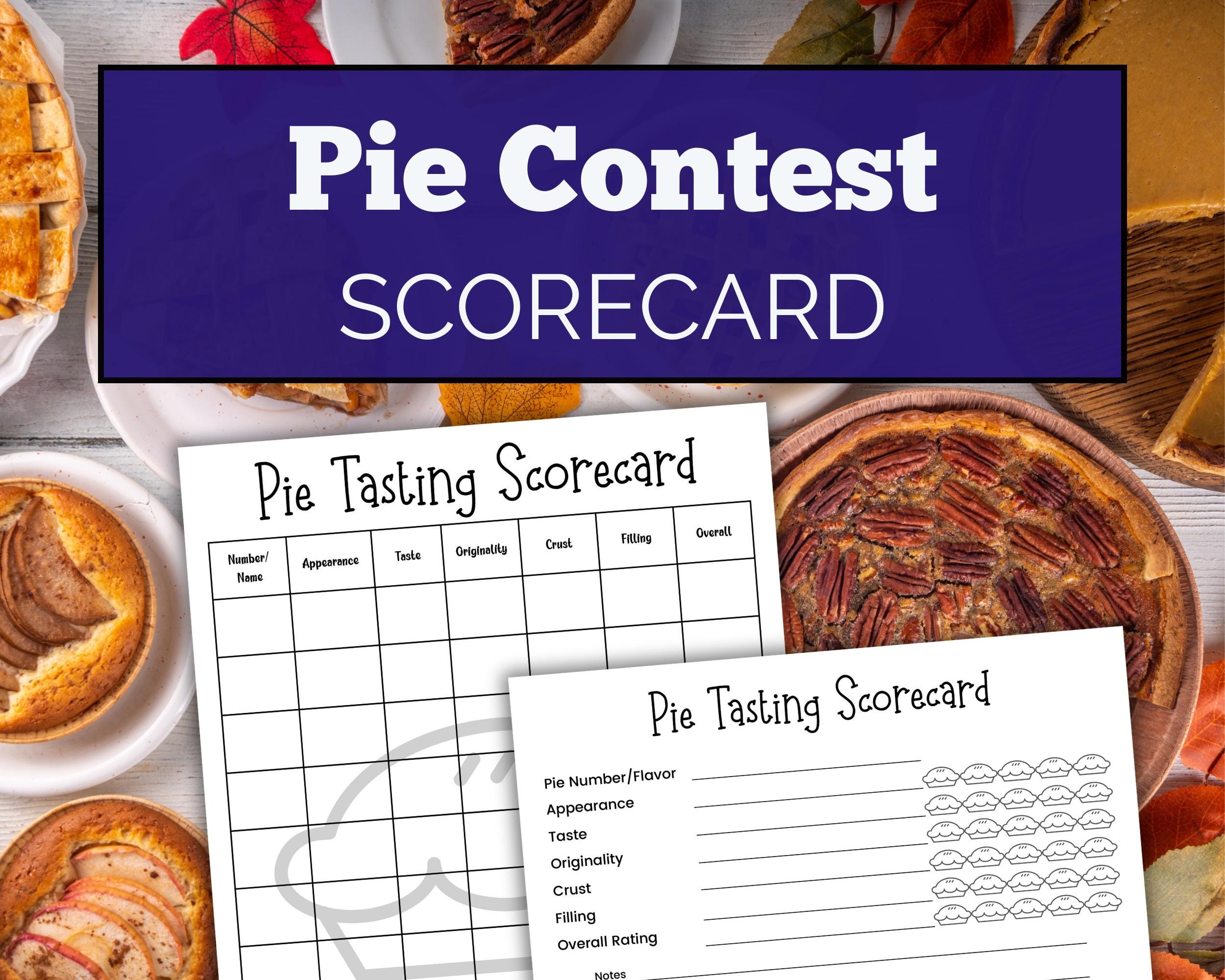Pie Tasting Scorecard – Printable Judging Game for Parties & County ...