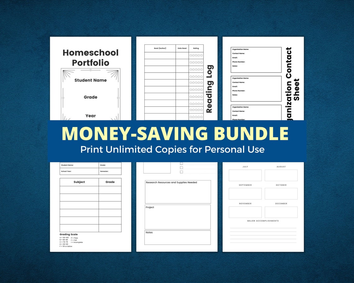 Homeschool Planner Printable and Home Education Portfolio With - Etsy