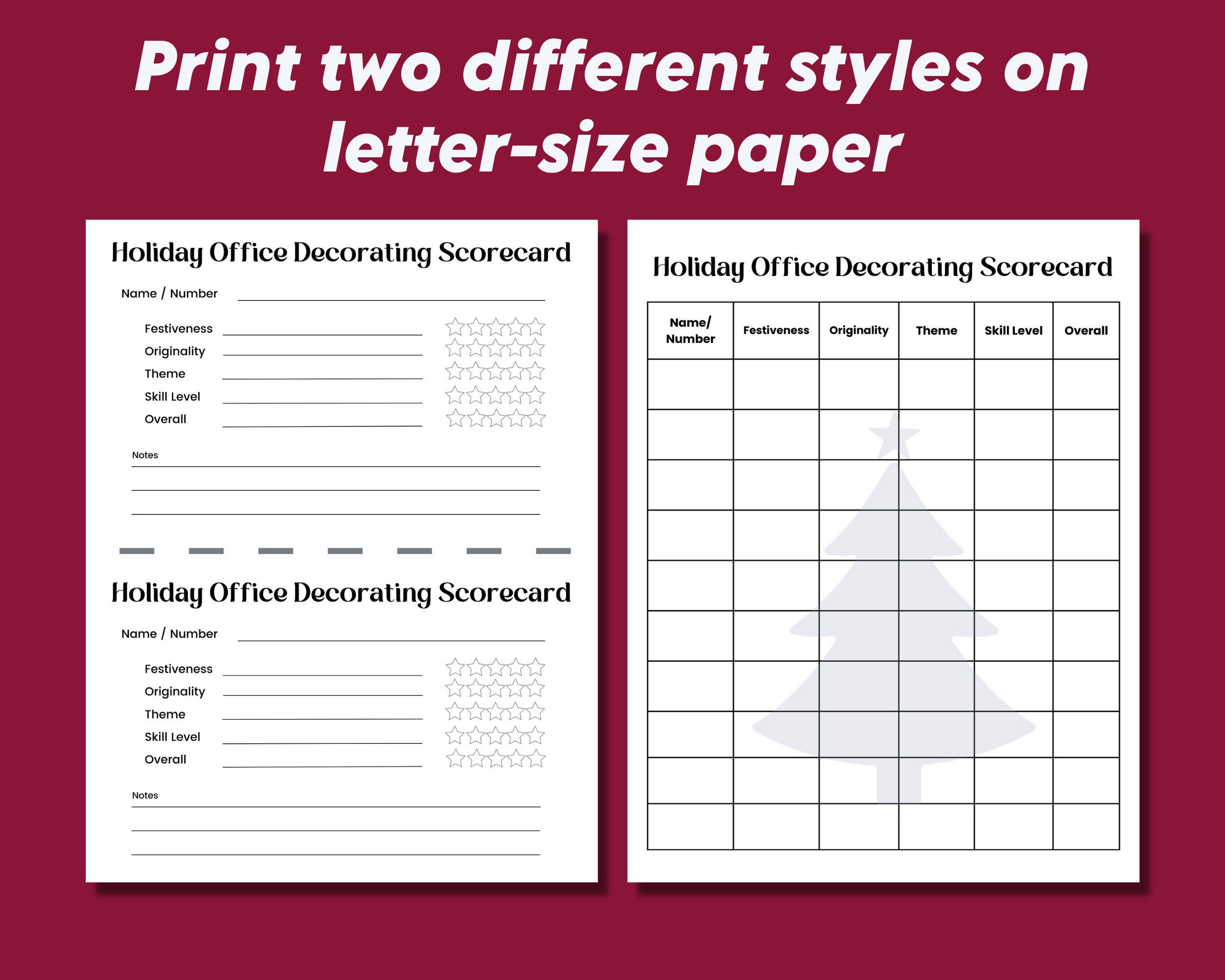 Office Decorating Contest Judging Forms Office Holiday Party Game