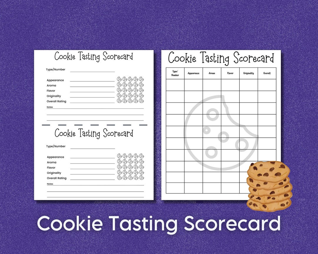 Cookie Tasting Scorecard – Printable Party Game for Baking Contests ...