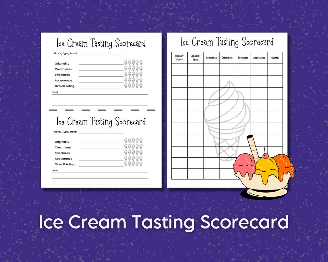 Ice Cream Tasting Scorecard – Birthday Party Game Printable for ...