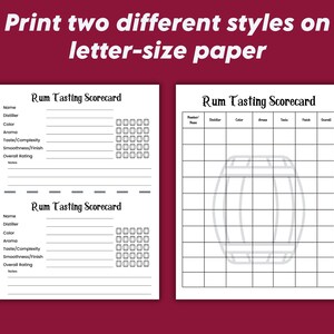 Rum Tasting Score Card, Cocktail Tasting Flight Party, Drinking Party ...