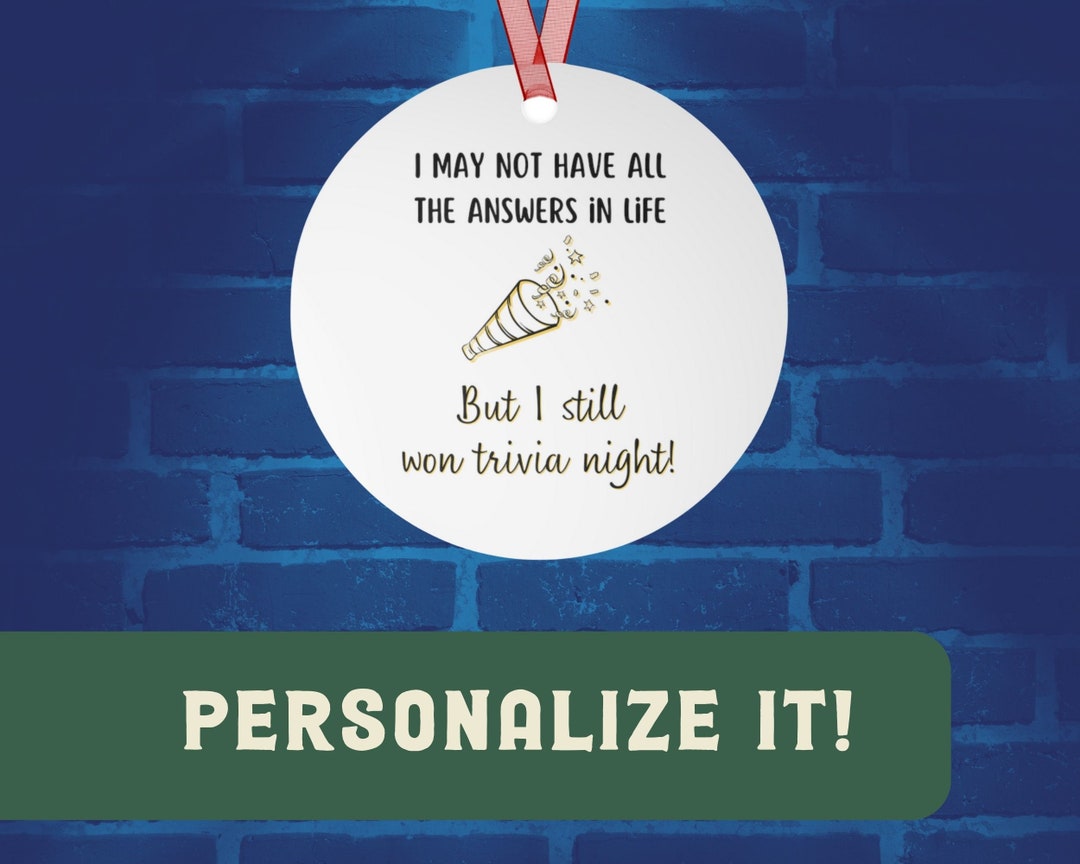 Trivia Night Answers Game Winner Metal Ornament, Group Games Quiz ...