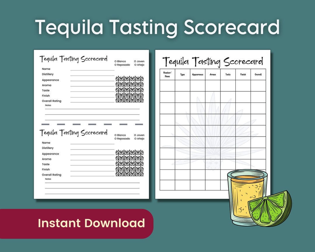 Tequila Tasting Score Card, Tequila Flight Board Tasting Notes for ...