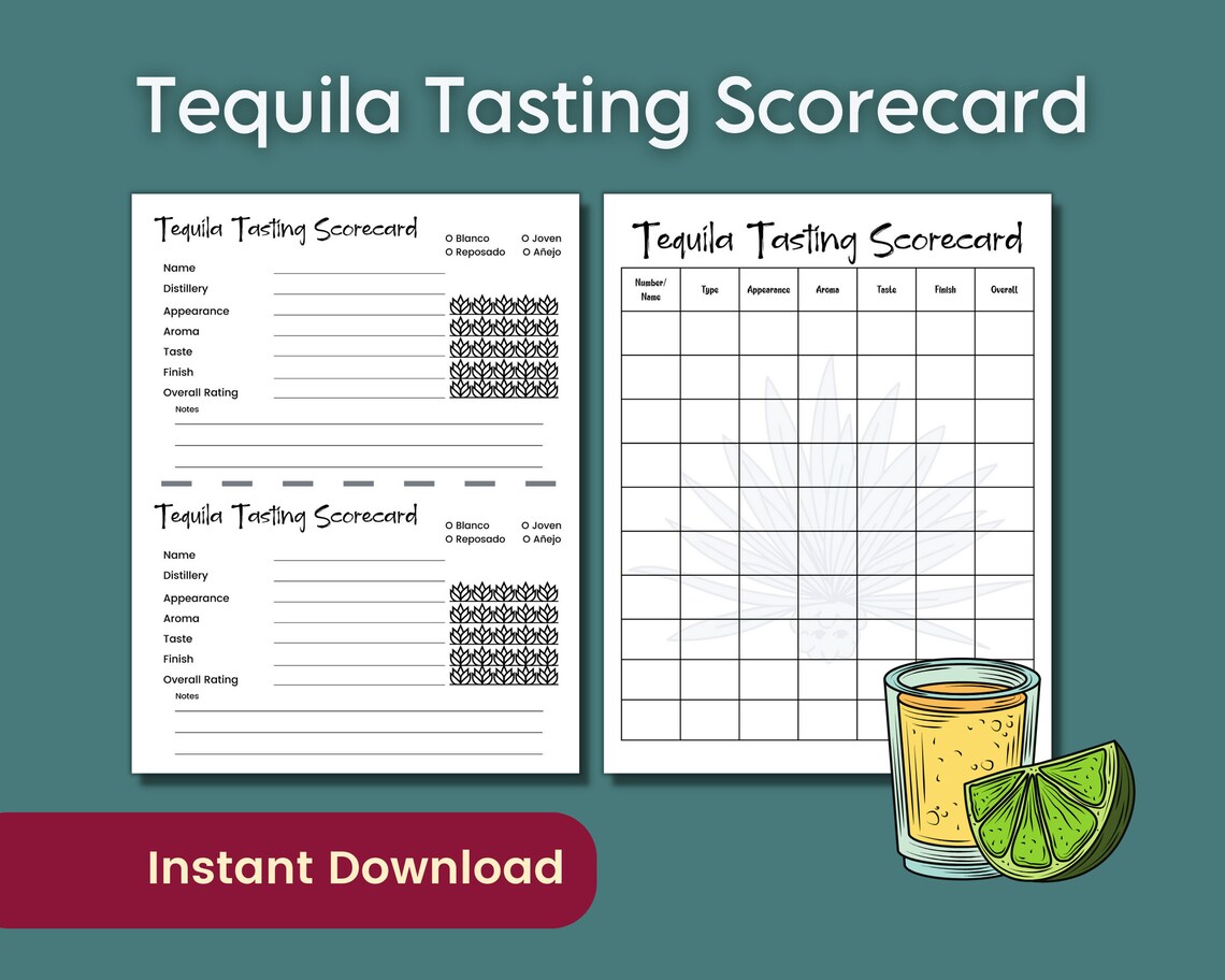 Tequila Tasting Score Card, Tequila Flight Board Tasting Notes for ...